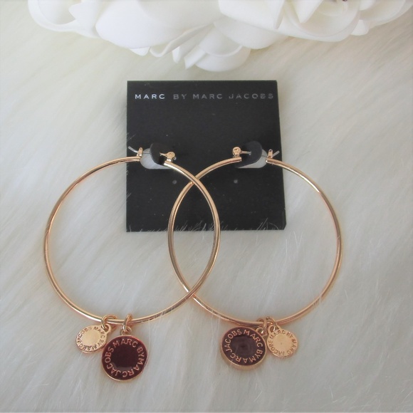 Marc By Marc Jacobs | Jewelry | Nwt Marc Jacobs Wine Gold Logo Hoop ...